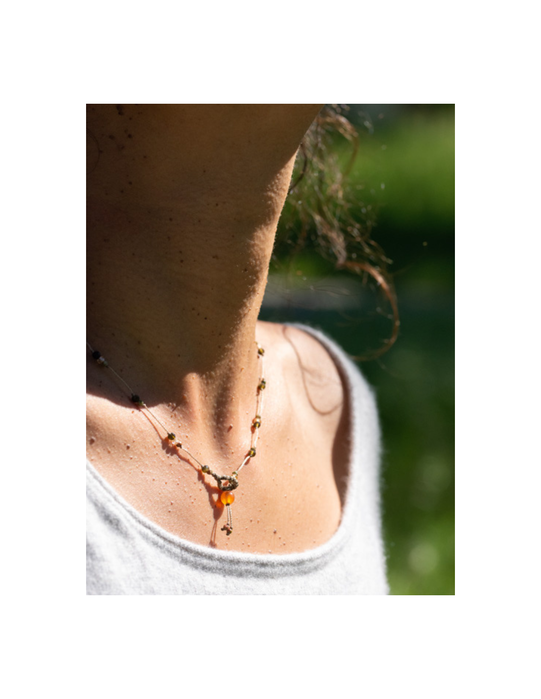 Rakhi Me ras de cou Leon, pierre uniakite, pierre de lune et oeil de ...