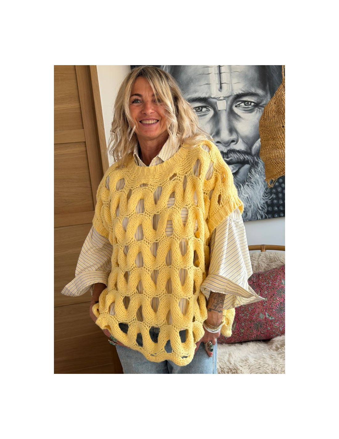 Pull CASSIE sans manches jaune